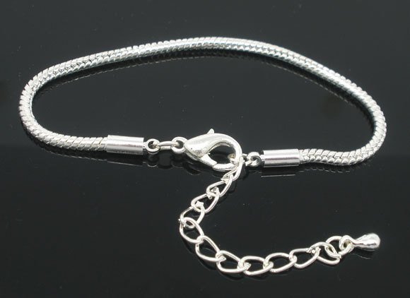 B048 - 4 pcs. Silver Plated European Snake Chain Bracelets with Chain ...