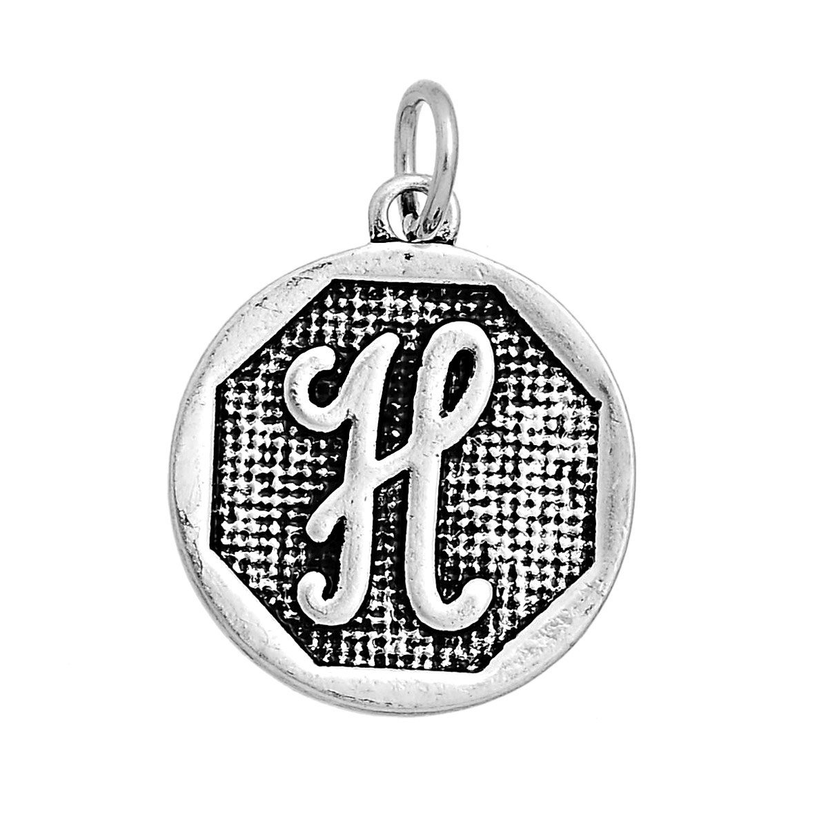 P102 - 4 pcs. Antique Silver LARGE Letter "H" Alphabet Letter Charm ...