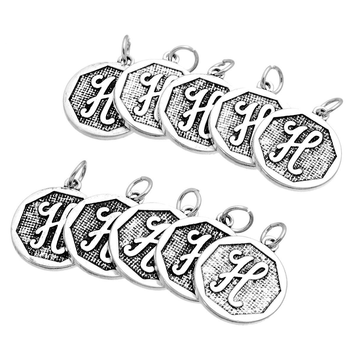 P102 - 4 pcs. Antique Silver LARGE Letter "H" Alphabet Letter Charm ...