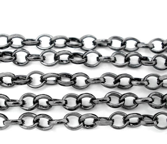 N108 - 4M (13.12 Ft) - Gunmetal Dark Grey Gray Links Open Chain - 4mm x ...